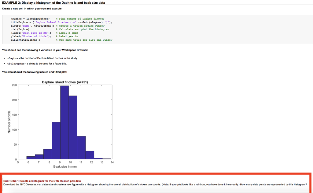 Solved EXAMPLE 2: Display a histogram of the Daphne Island | Chegg.com