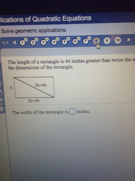 Solved The length of a rectangle is 44 inches greater than | Chegg.com