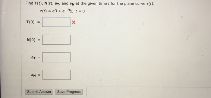 Solved Find T(t),N(t),aT, and aN at the given time t for the | Chegg.com