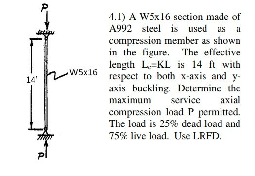 Solved 4.1) A W5x16 section made of A992 steel is used as a | Chegg.com