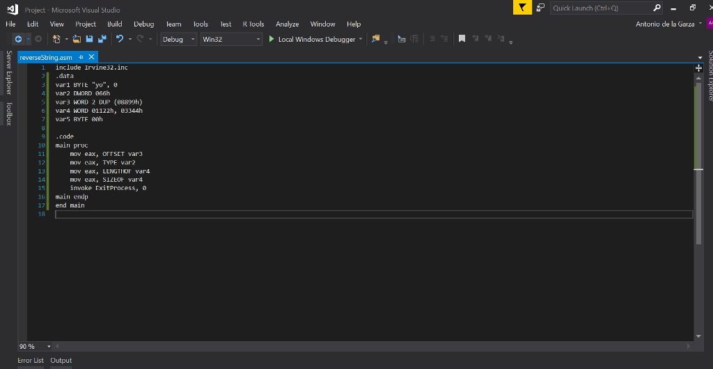 Solved Project - Microsoft Visual Studio Quick Launch | Chegg.com