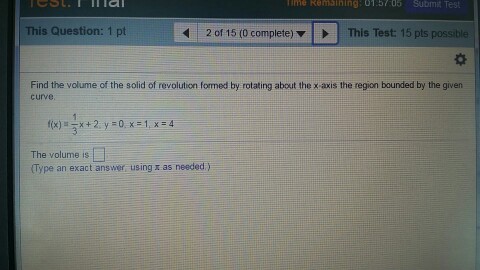 Solved Find the volume of the solid of revolution formed by | Chegg.com