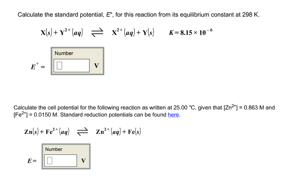 Solved Calculate the standard potential, E degree, for this | Chegg.com