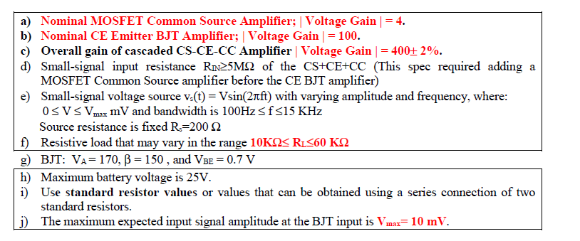 Solved a) Nominal MOSFET Common Source Amplifier; | Voltage | Chegg.com
