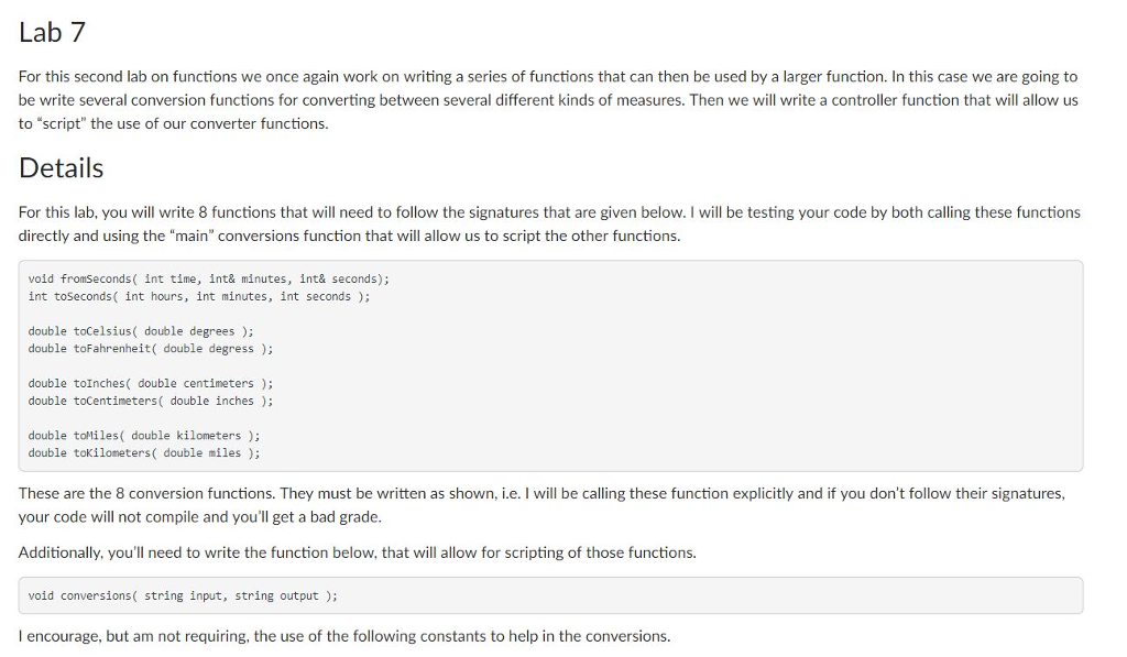 Solved Lab 7 For This Second Lab On Functions We Once Again