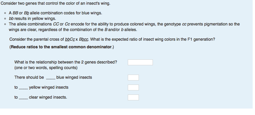 Solved Consider two genes that control the color of an | Chegg.com