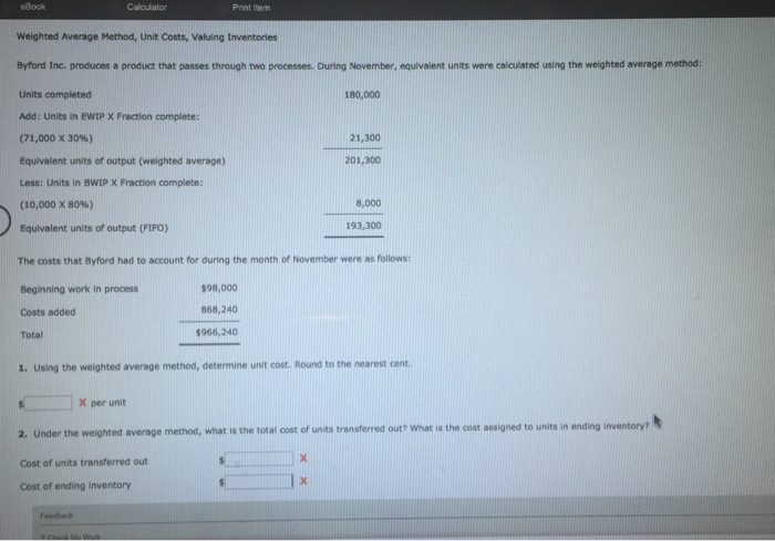 Solved Weighted Average Method, Unit Costs, Valuing | Chegg.com