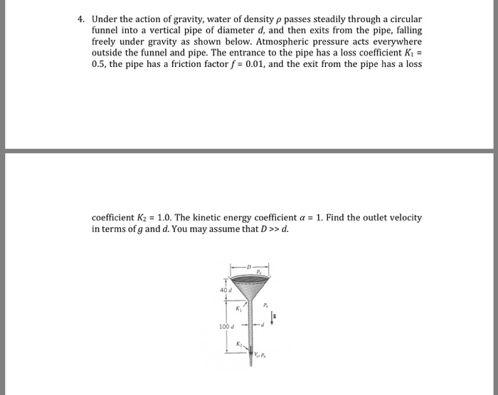 Solved Under the action of gravity, water of density rho | Chegg.com