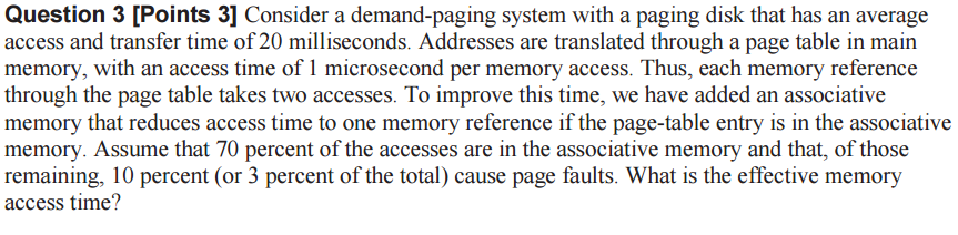 Solved Consider a demand-paging system with a paging disk | Chegg.com