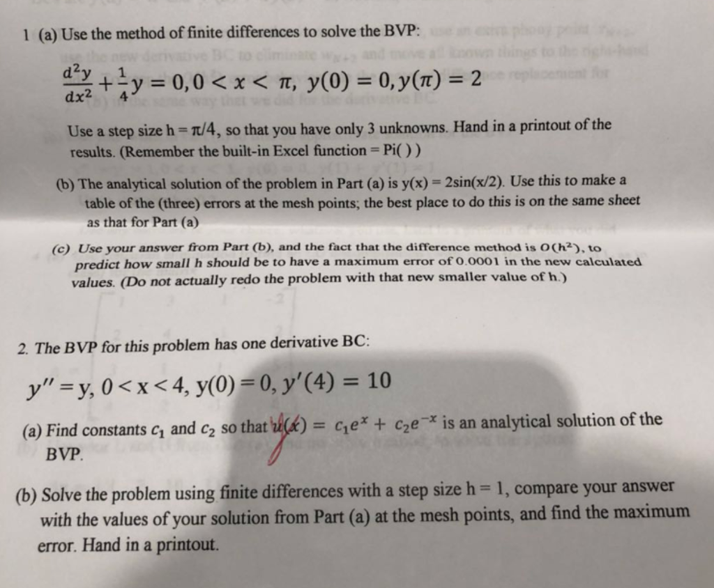 1 (a) Use the method of finite differences to solve | Chegg.com