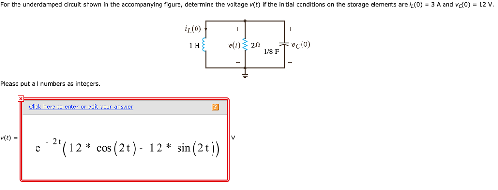 Solved For the underdamped circuit shown in the accompanying | Chegg.com