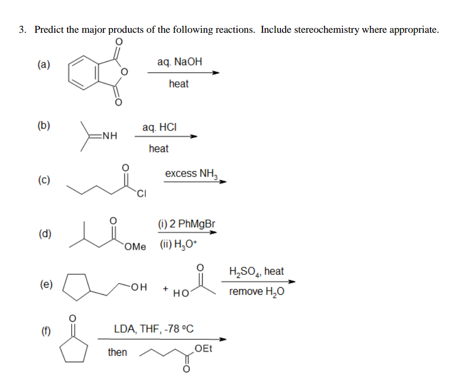 Solved Predict The Major Products Of The Following