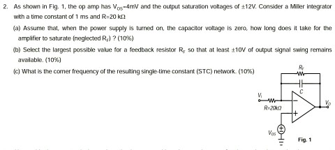 Solved As shown in Fig. 1, the op amp has V_os = 4mv and the | Chegg.com