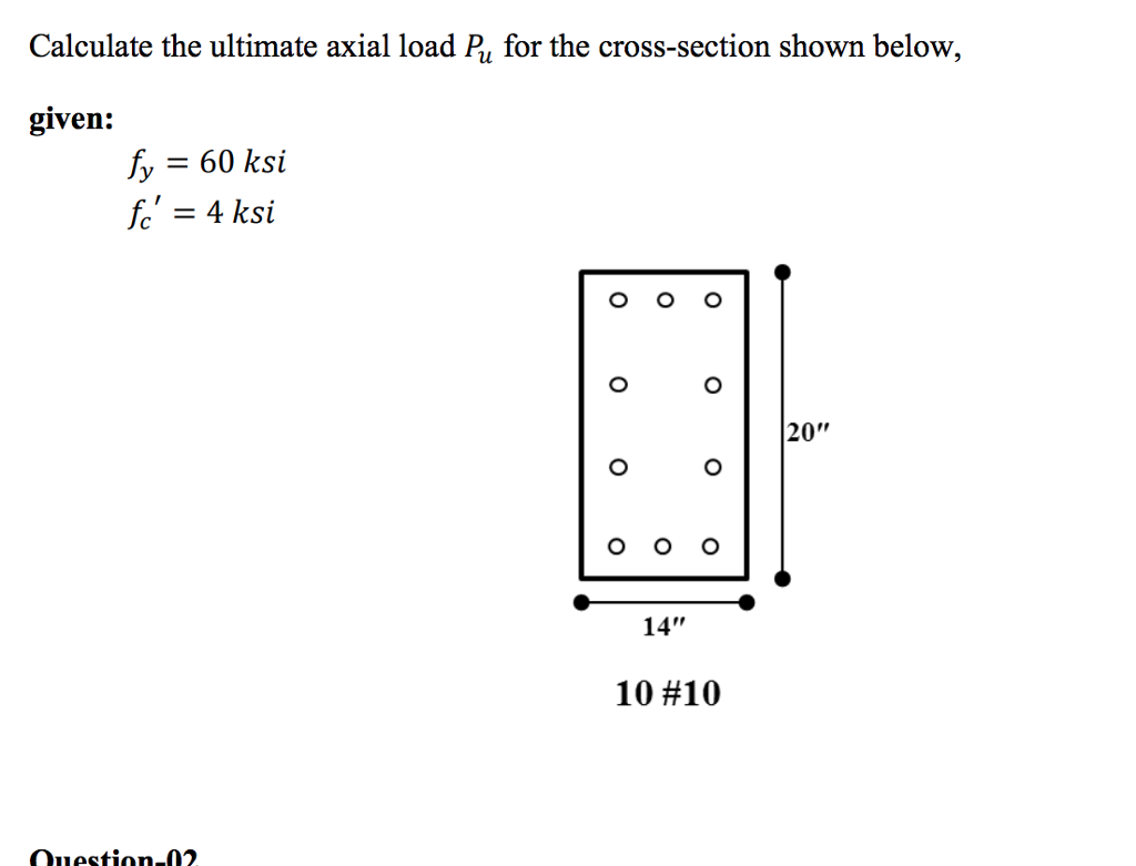 Solved Calculate the ultimate axial load Pu for the | Chegg.com