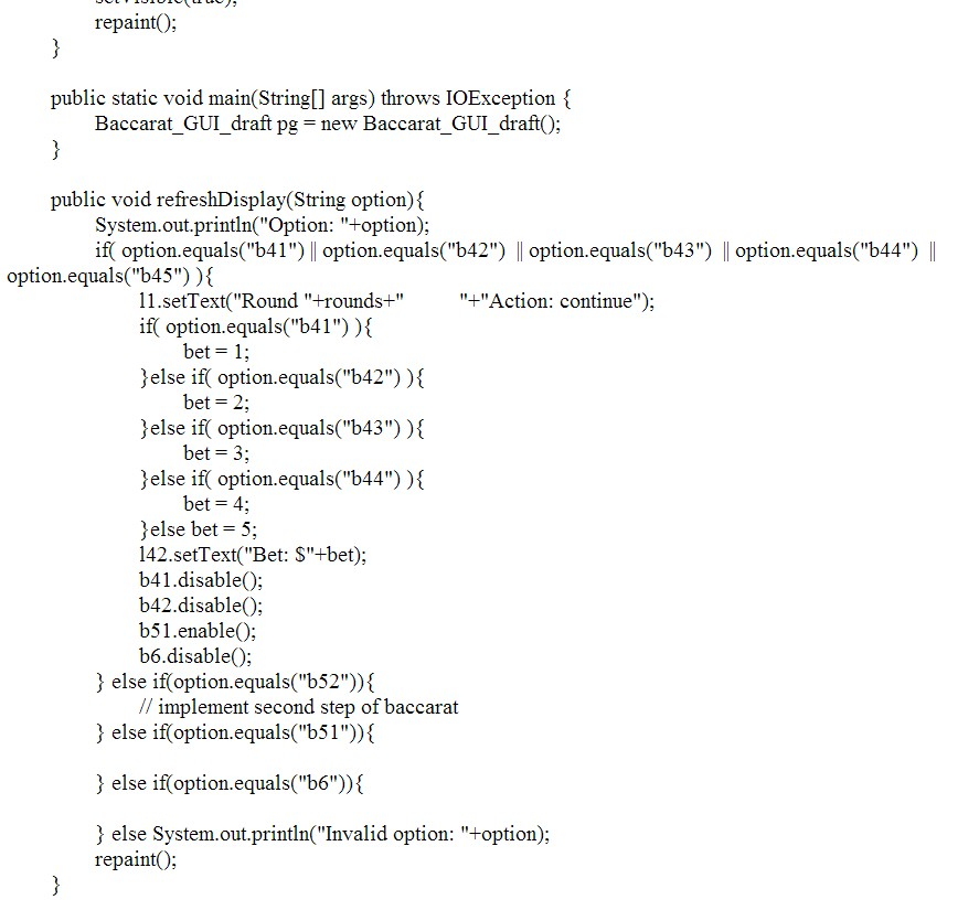 Implement a simplified Baccarat game with betting | Chegg.com