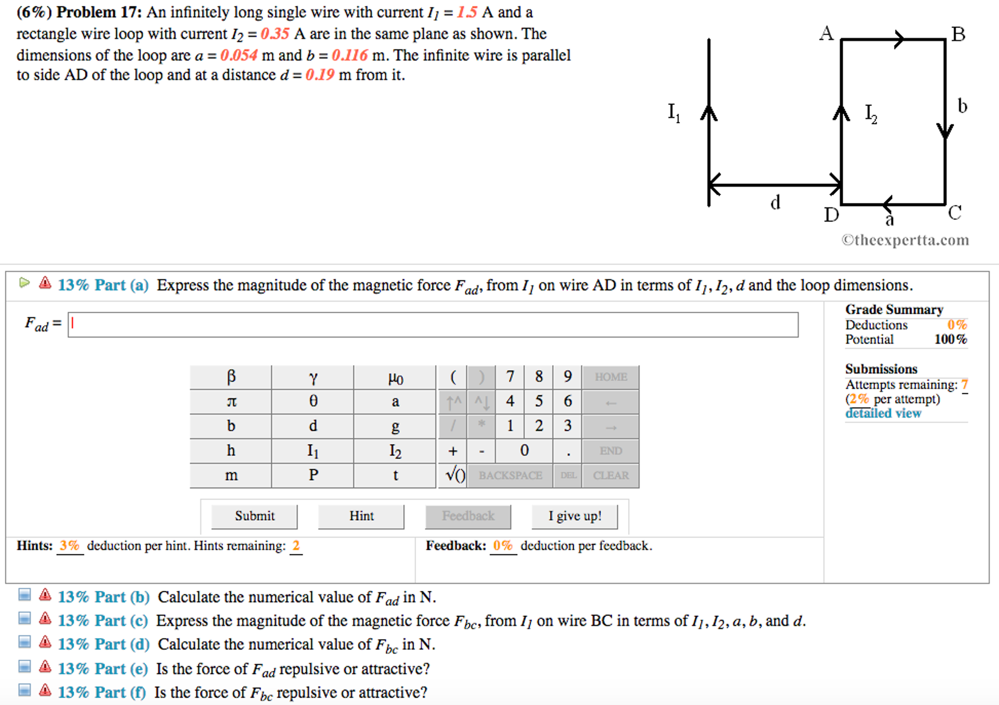 Solved An infinitely long single wire with current I_1 = 1.5 | Chegg.com