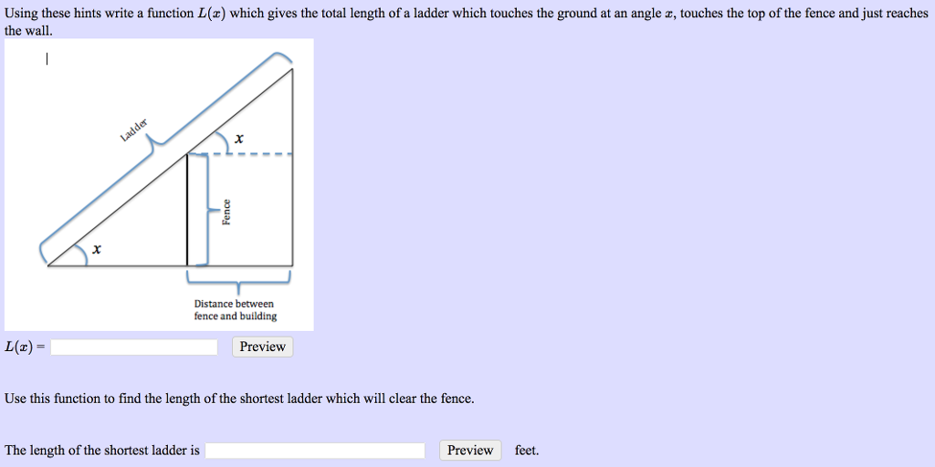 Solved A fence 2 feet tall runs parallel to a tall building | Chegg.com