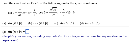 Solved Find the exact value of each of the following under | Chegg.com