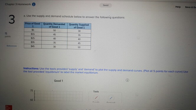 Solved Chapter 3 Homework Help Save & Ex a. Use the supply | Chegg.com