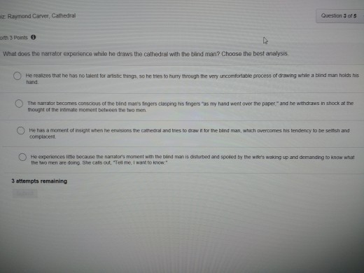 Question 1 of5 Quz Raymond Carver, Cathedral worth: | Chegg.com