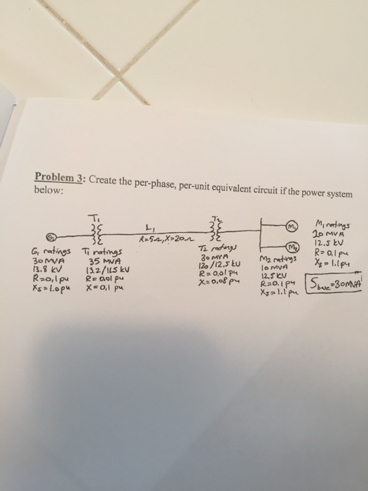 Solved Create the per-phase, per-unit equivalent circuit if | Chegg.com
