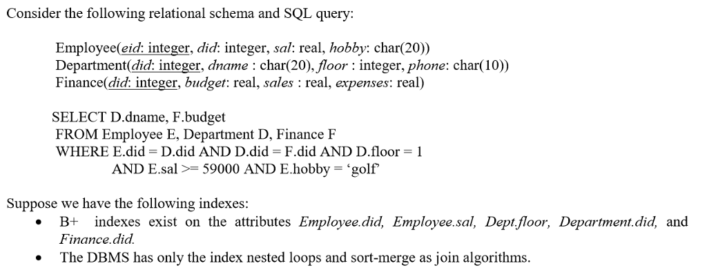 Consider the following relational schema and SQL | Chegg.com