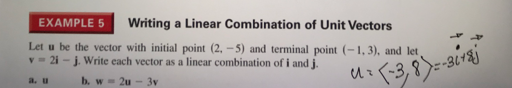 Solved EXAMPLE 5 Writing a Linear Combination of Unit | Chegg.com