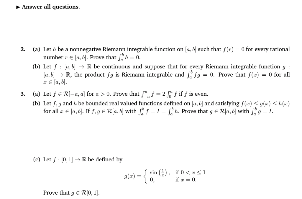 A Let H Be A Nonnegative Riemann Integrable