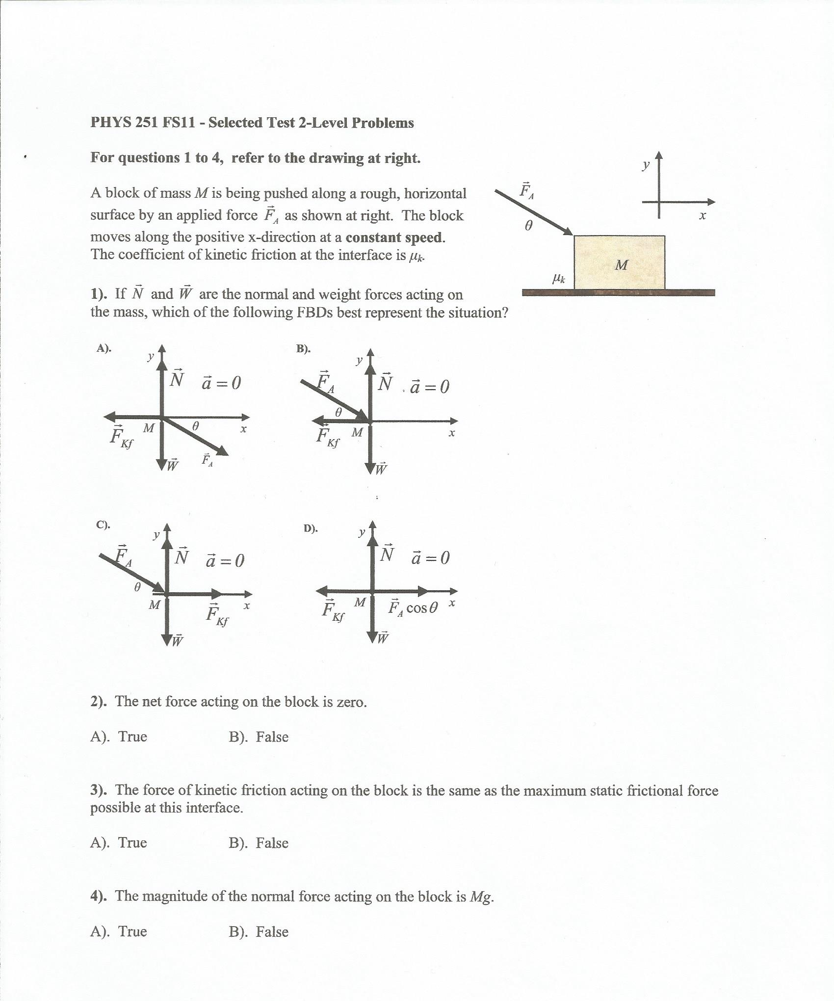 Solved A block of mass M is being pushed along a rough, | Chegg.com