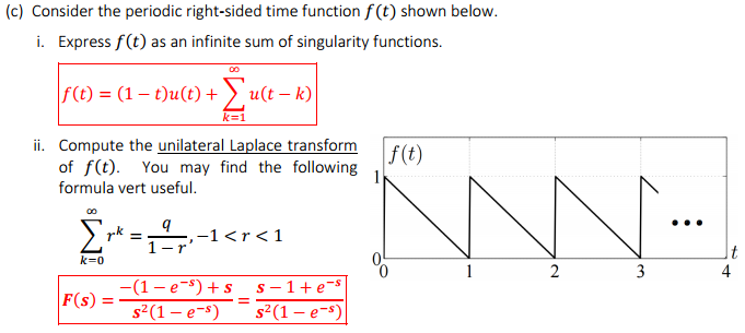 Solved Consider the periodic right-sided time function f(t) | Chegg.com