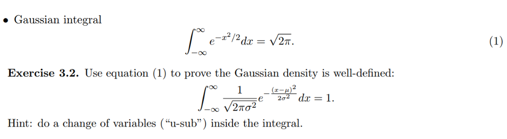 Solved . Gaussian integral Exercise 3.2. Use equation (1) to | Chegg.com