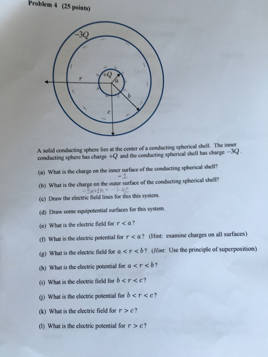 Solved A solid conducting sphere lies at the center of a | Chegg.com