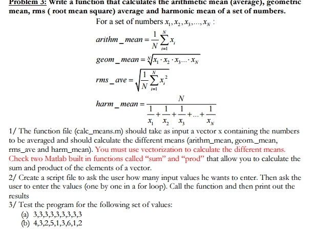 Problem 3 5: Write a function mat calculates the | Chegg.com