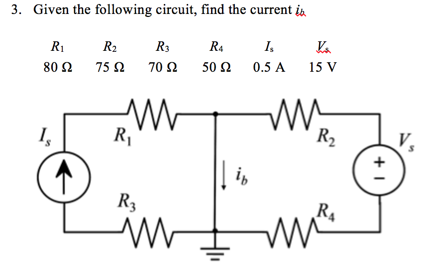 Solved 3. Given the following circuit, find the current ib | Chegg.com