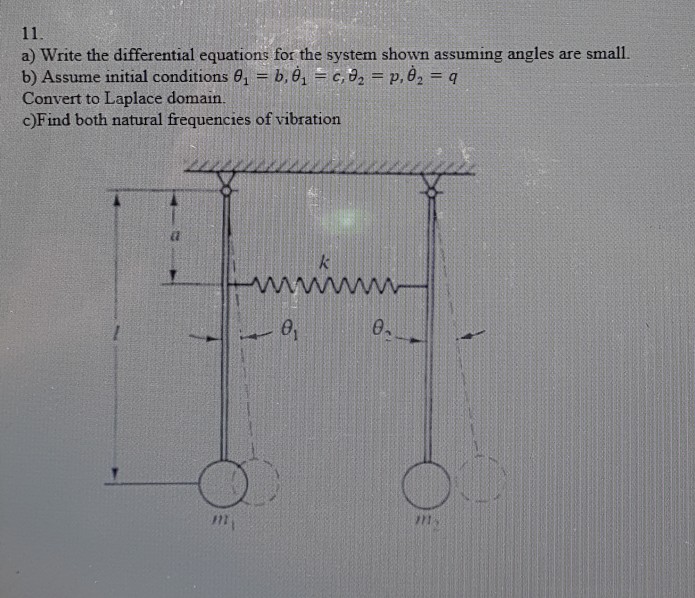 Solved a) Write the differential equations for the system | Chegg.com