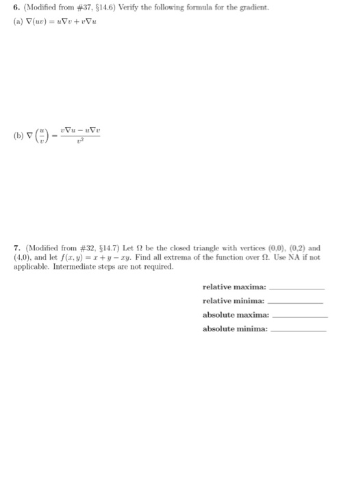 Solved Verify the following formula for the gradient. Nabla | Chegg.com