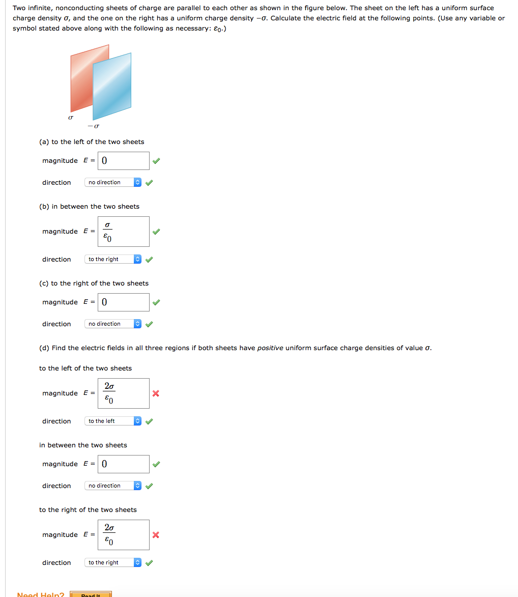 Solved Two infinite, nonconducting sheets of charge are | Chegg.com
