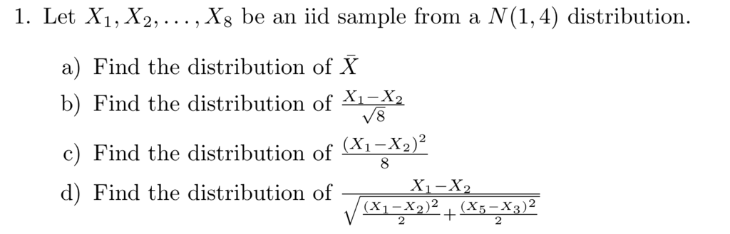 Solved 1. Let X1, X2,... , Xg be an iid sample from a N(1,4) | Chegg.com