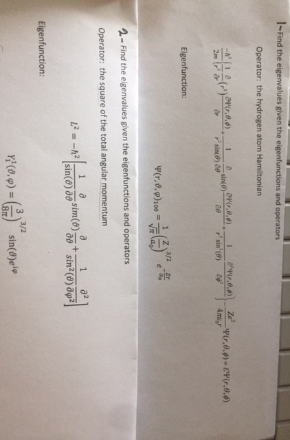 Solved Find The Eigenvalues Given The Eigenfunctions And 0492