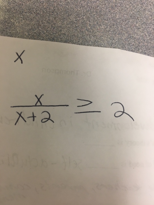 Solved x/x + 2 greaterthanorequalto 2 | Chegg.com