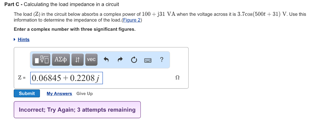 Solved Calculating the load impedance in a circuit The load | Chegg.com