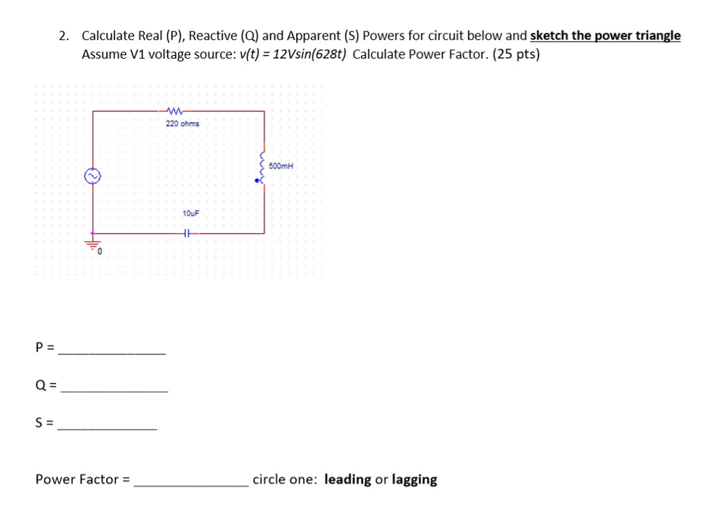 Solved Calculate Real (P), Reactive (Q) and Apparent (S) | Chegg.com