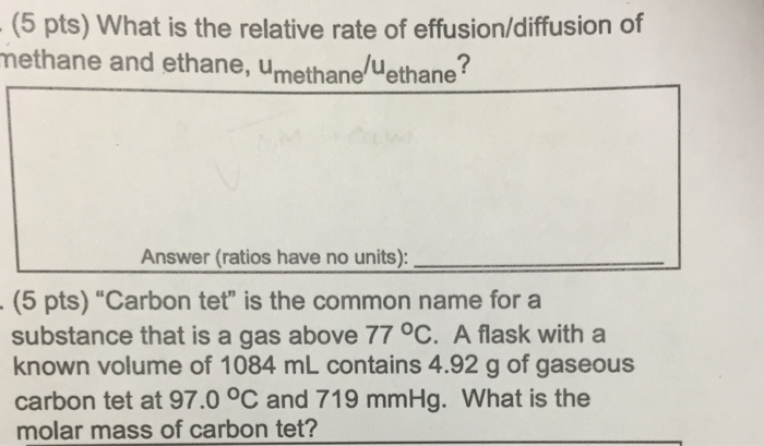 Solved What is the relative rate of effusion/diffusion of | Chegg.com