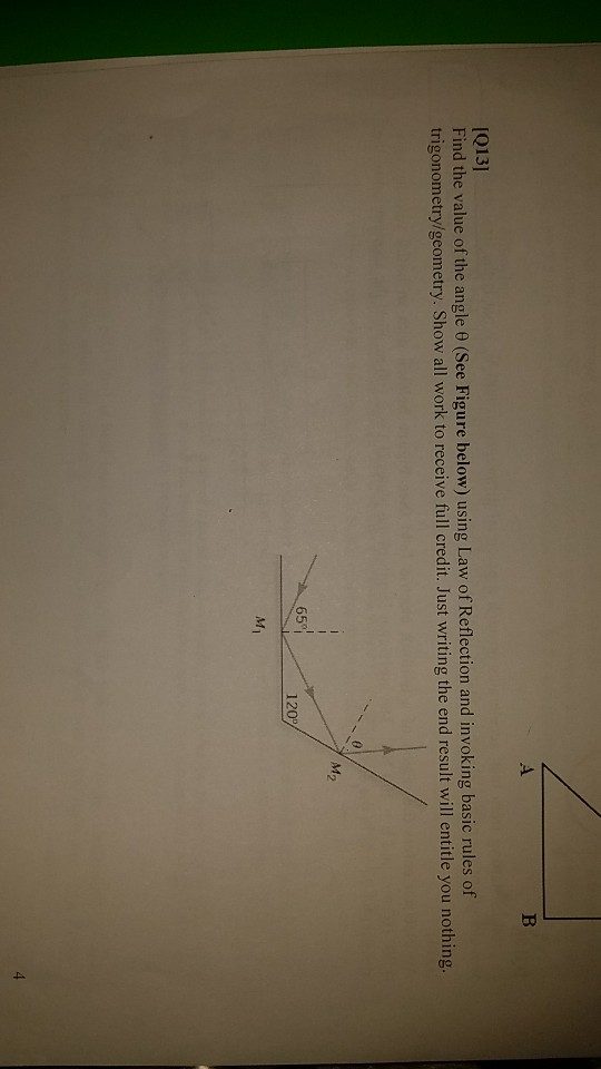 Solved Q13] Find the value of the angle e (See Figure below) | Chegg.com