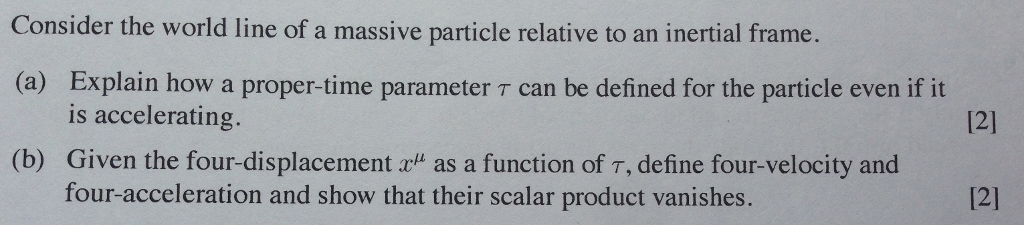 Solved Consider the world line of a massive particle | Chegg.com