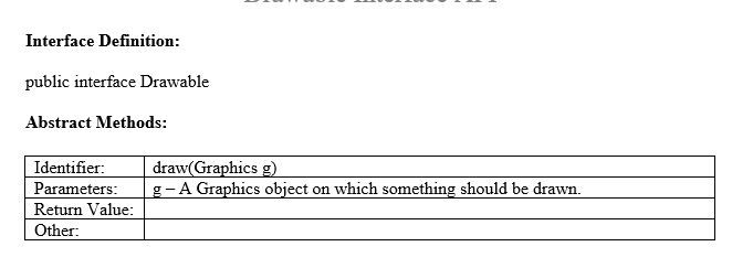 Solved Interface Definition: public interface Drawable | Chegg.com