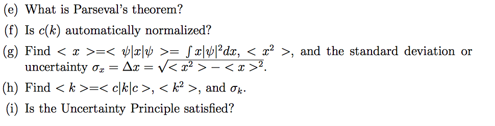 Solved (e) What is Parseval's theorem? (f) Is c(k) | Chegg.com