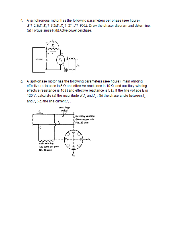 Solved 4 A synchronous motor has the following parameters | Chegg.com