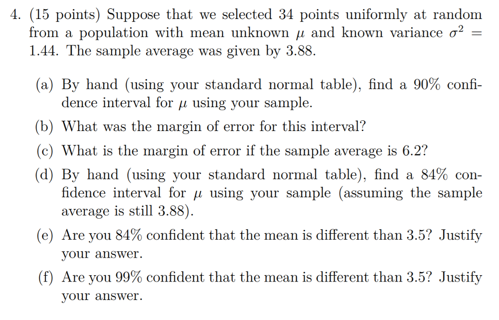 Solved Suppose that we selected 34 points uniformly at | Chegg.com