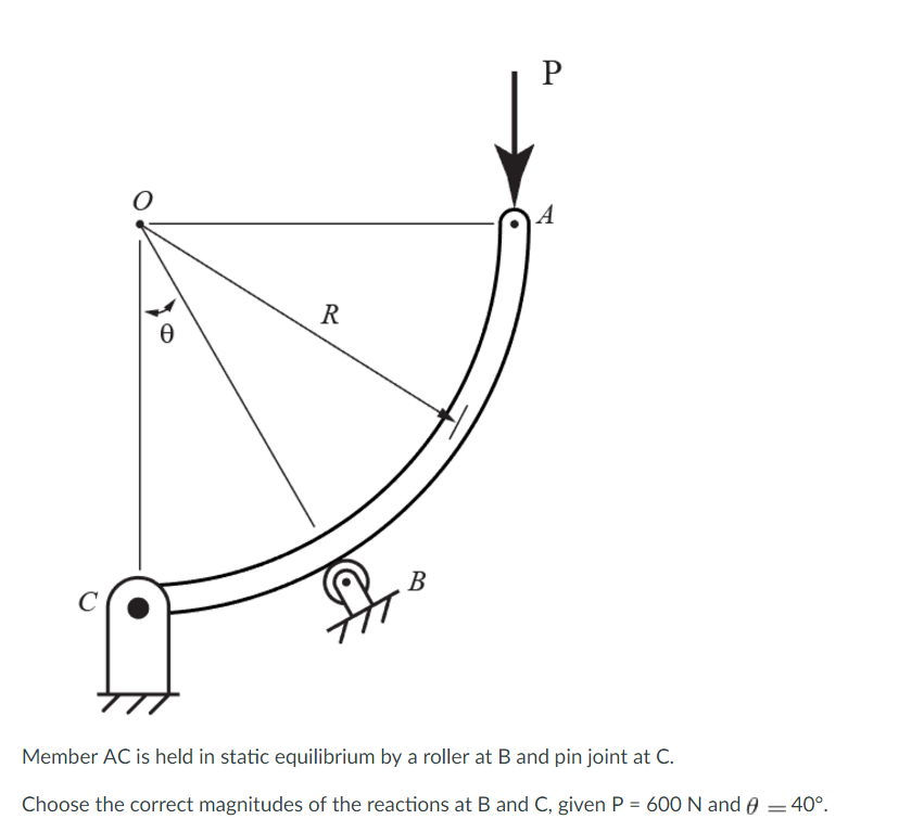 Solved Member AC is held in static equilibrium by a roller | Chegg.com